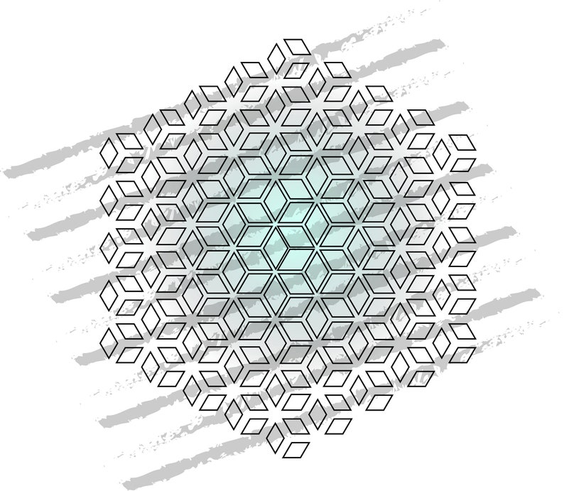 Hexagon Cube Fractal Vector Download SVG , DXF , PNG, Laser Cutting ...