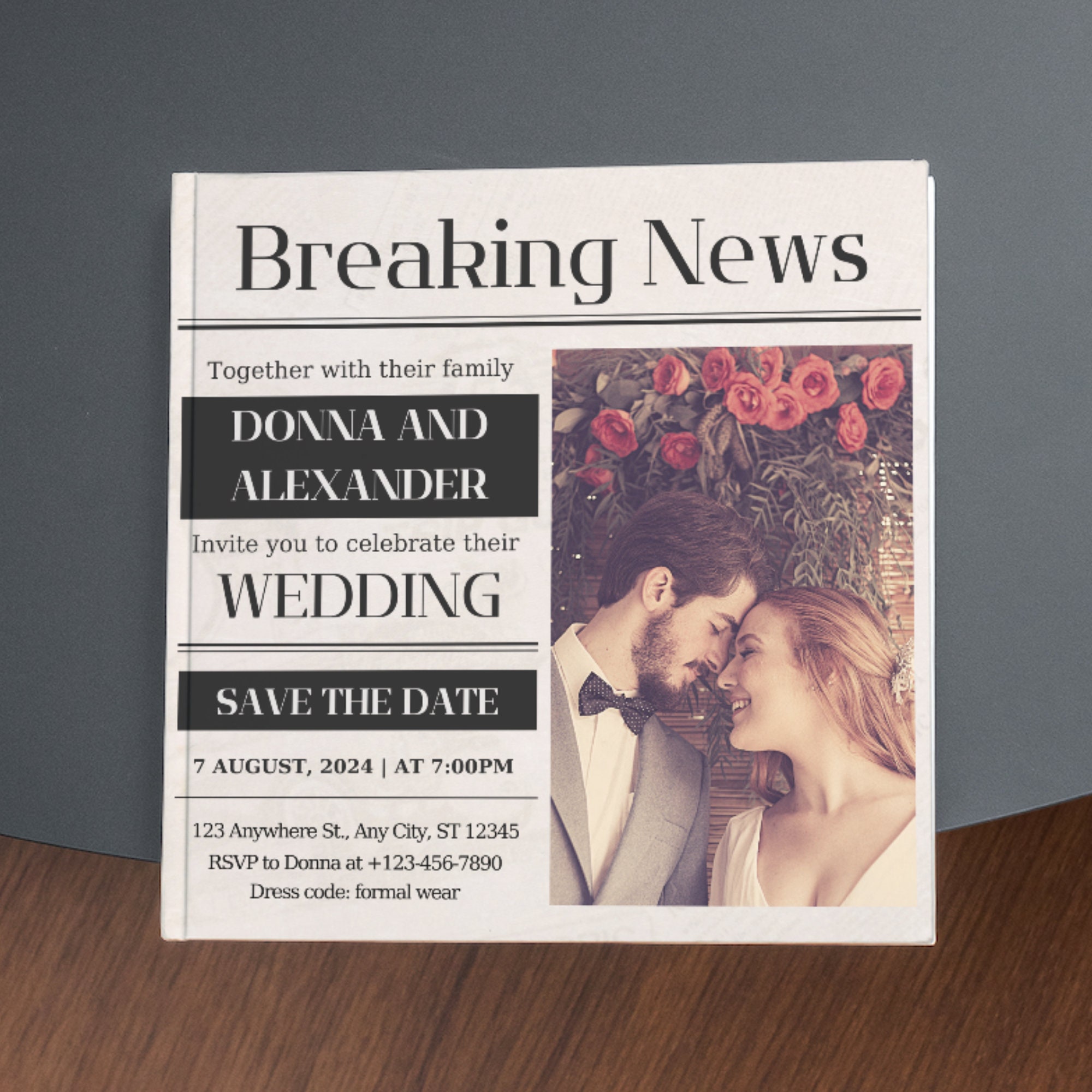 Wedding Newspaper Template Editable Canva Wedding Program - Etsy