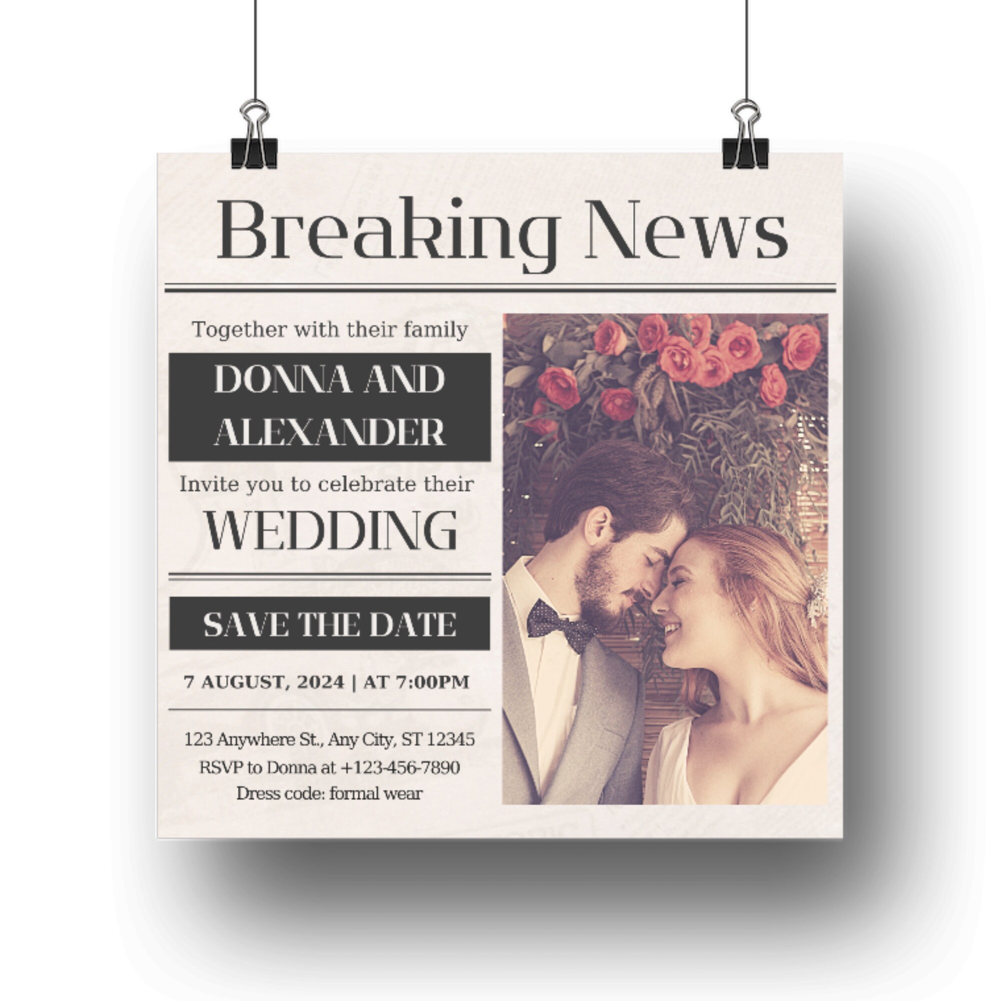 Wedding Newspaper Template Editable Canva Wedding Program - Etsy