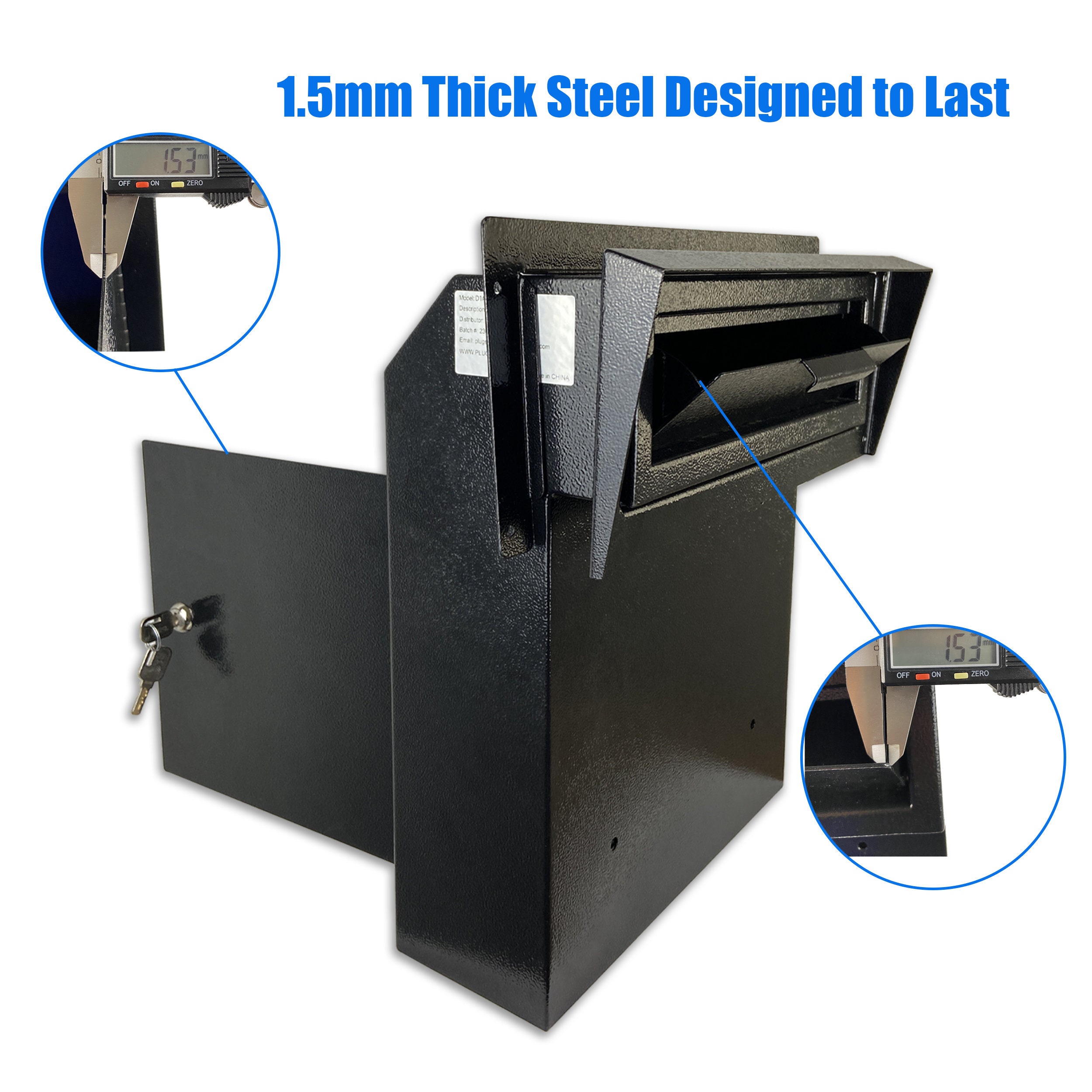 D1A-B - OPEN BOX Locking Metal Mail Drop Box: Rainproof Steel Door Safe ...