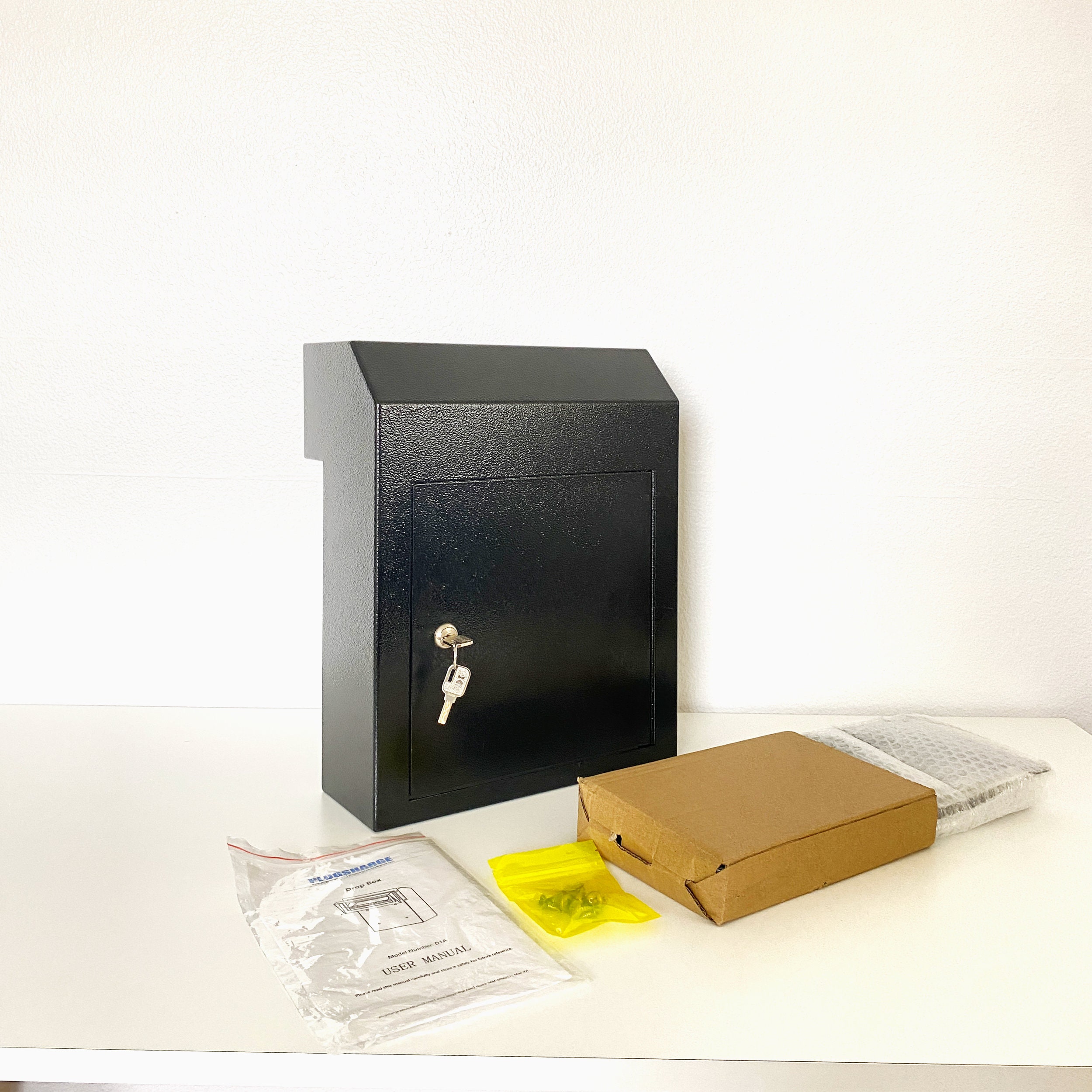D1A-B - OPEN BOX Locking Metal Mail Drop Box: Rainproof Steel Door Safe ...