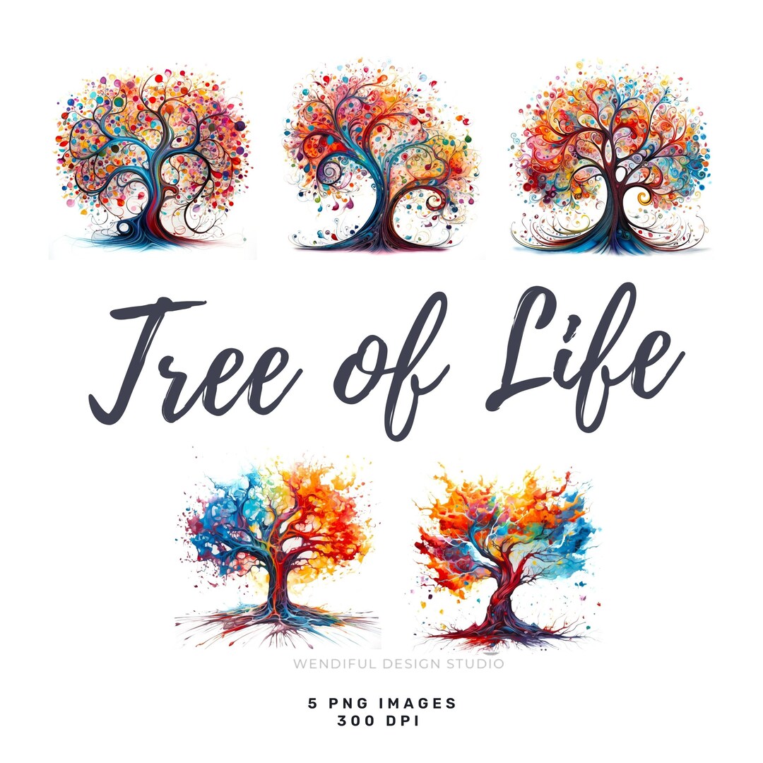 Set of 5 Tree of Life PNG Images | Oil Painting | Digital Art ...