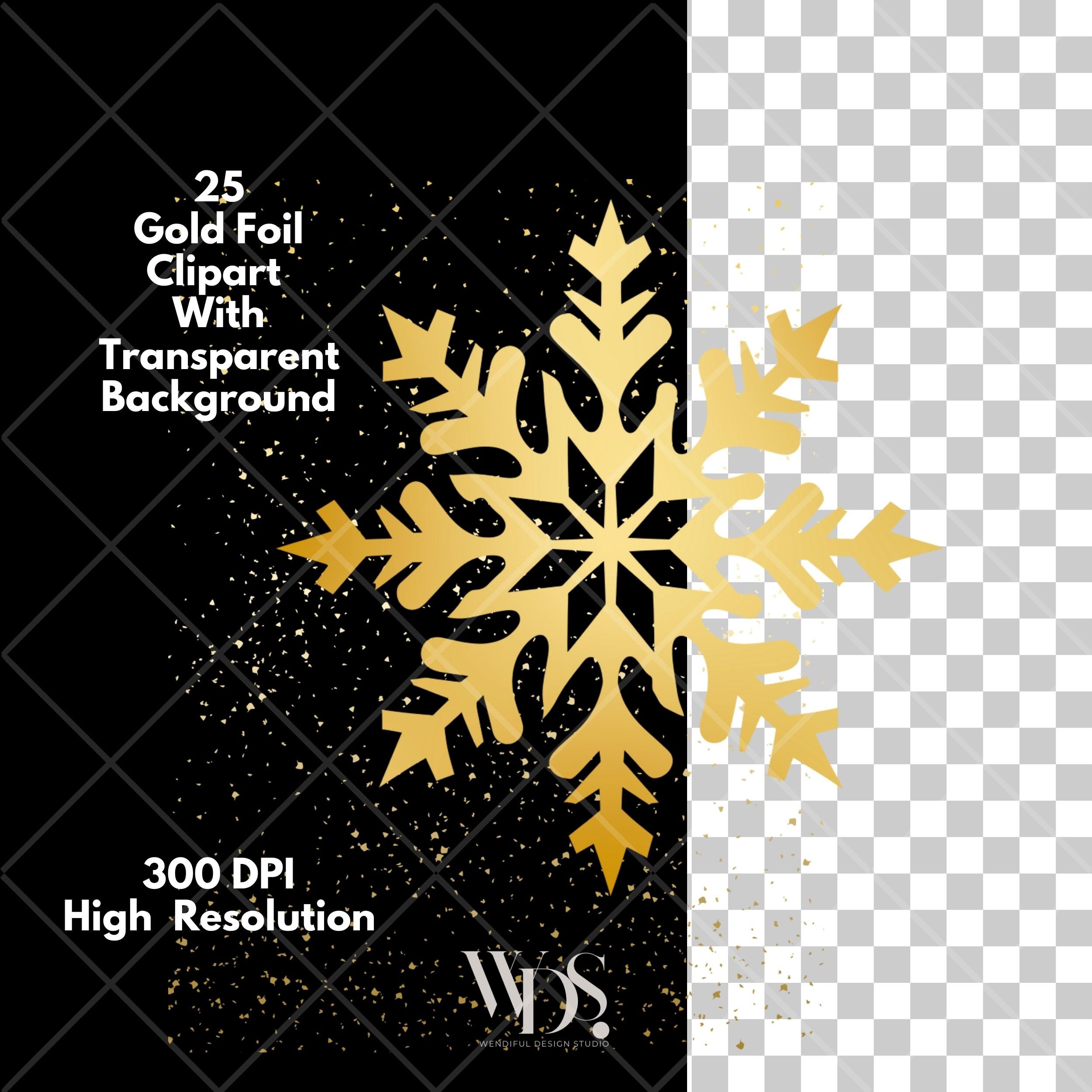 25 Gold Foil Christmas Clipart With Transparent Background PNG Images ...