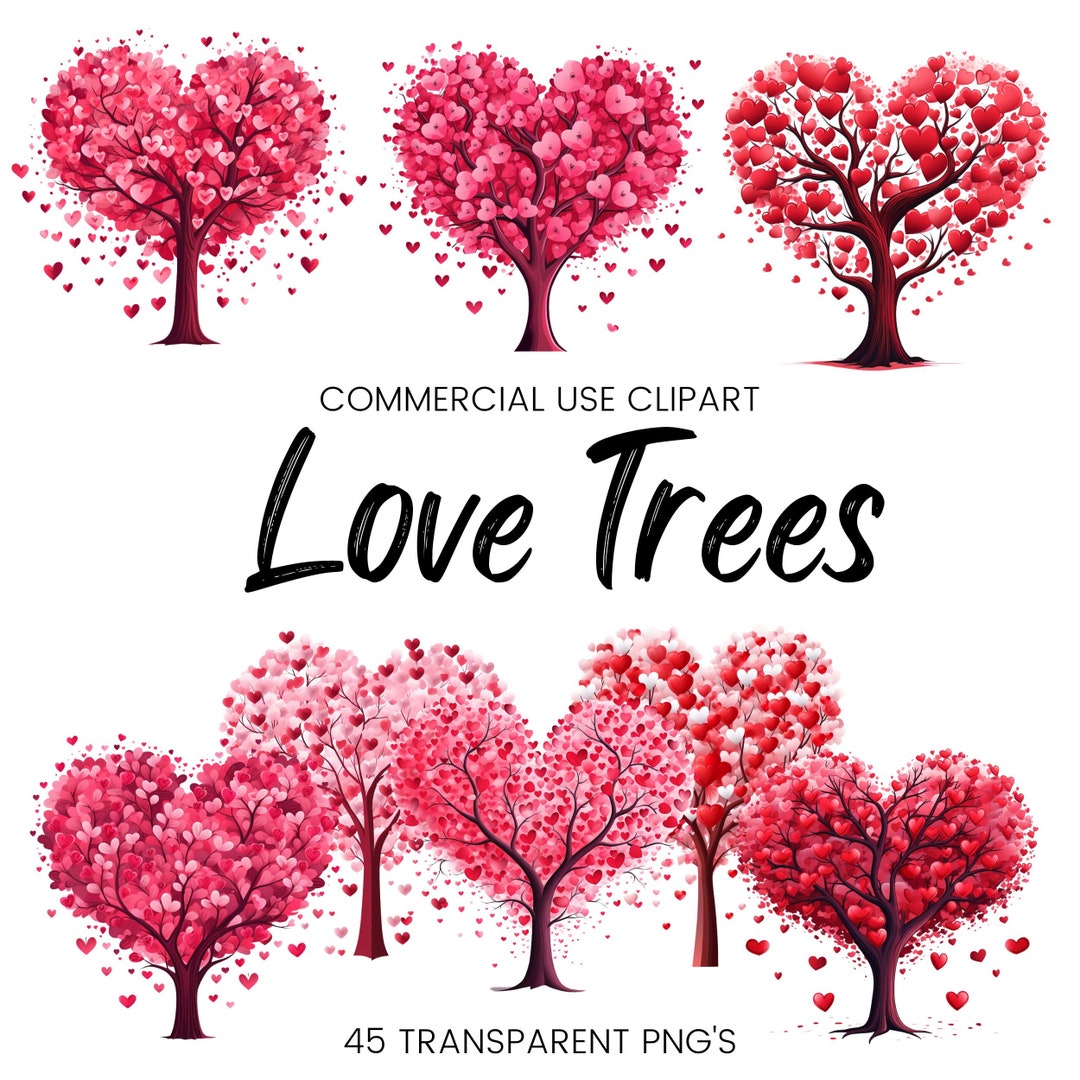 Love Tree Clipart, 45 Transparent PNG Images, Watercolor, Printable ...