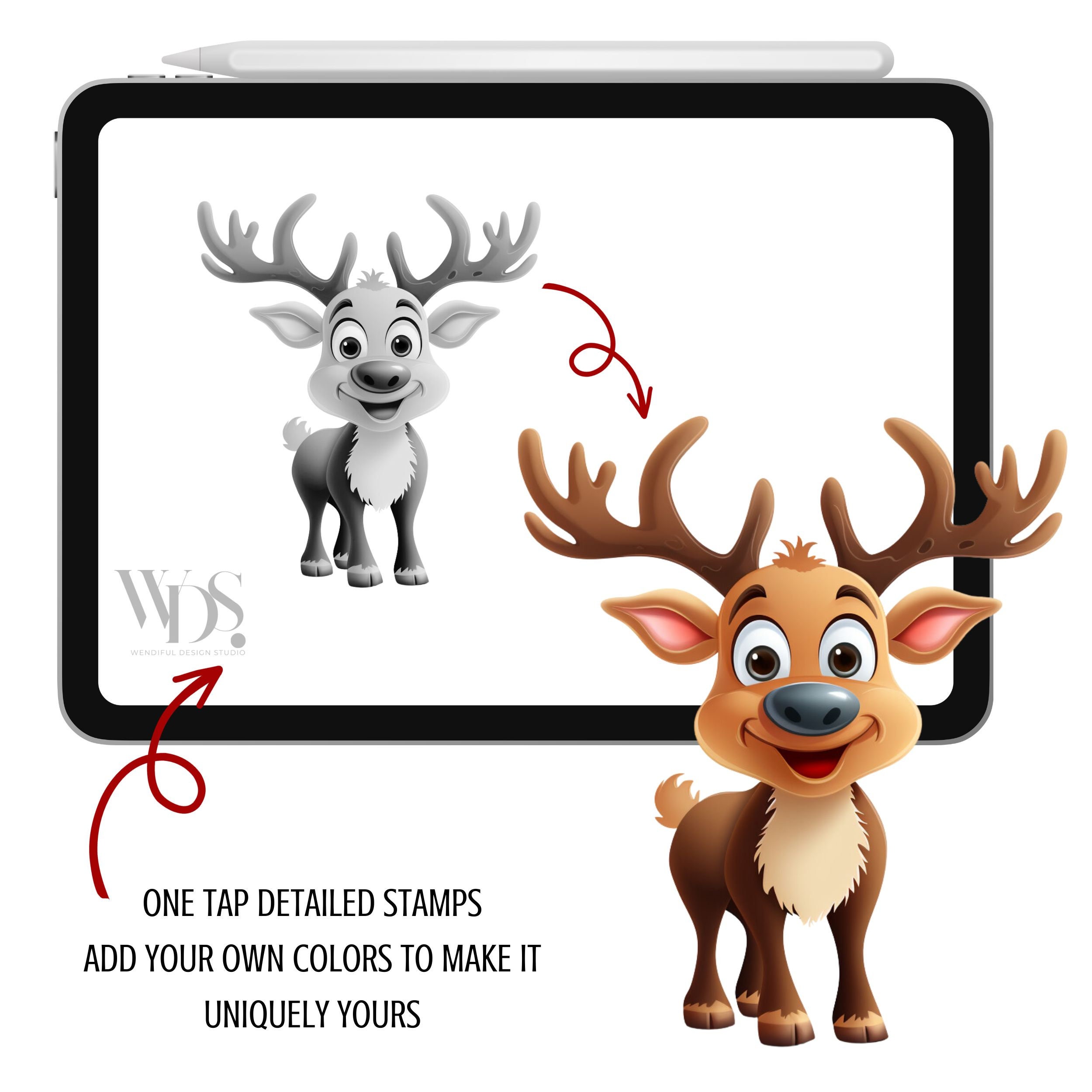 50 REINDEER Stamp Brushes for Procreate | | Procreate Brushes ...