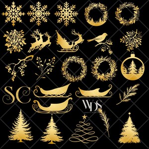 25 Gold Foil Christmas Clipart With Transparent Background PNG Images ...