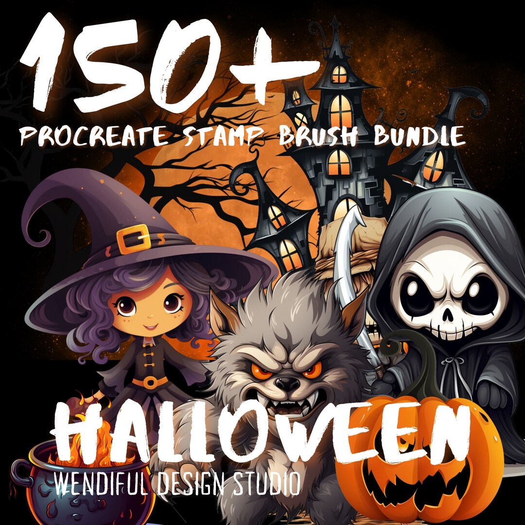 150+ HALLOWEEN STAMPS for Procreate | Procreate Halloween Stamps ...