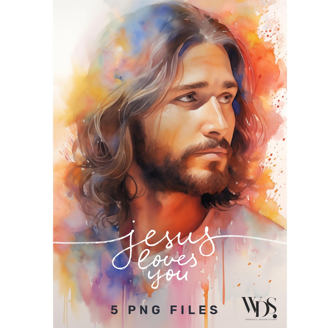 Set of 5 Watercolor Jesus Christ PNG Images | Jesus Christ | Watercolor ...