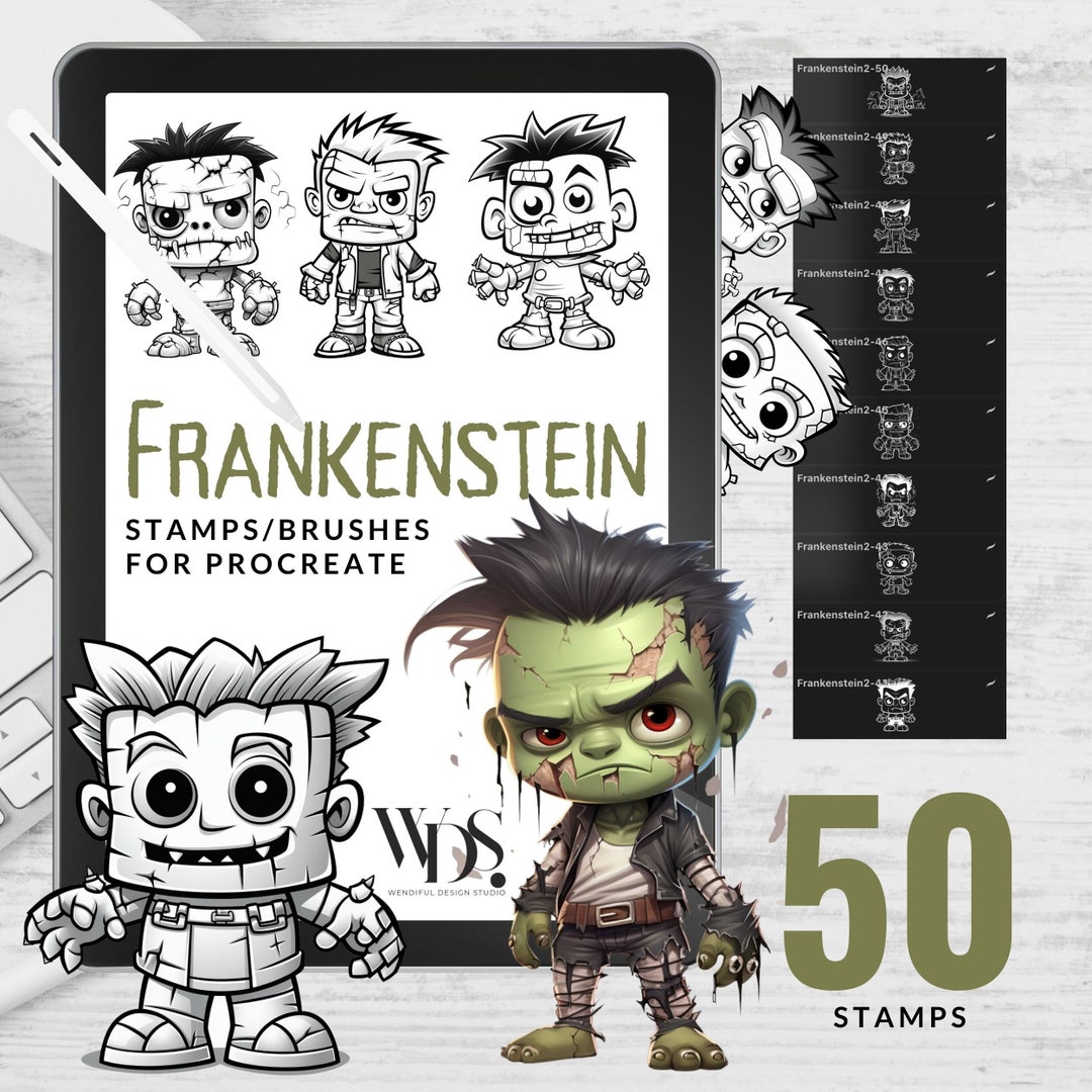 50 FRANKENSTEIN STAMPS for Procreate Procreate Halloween Stamps ...