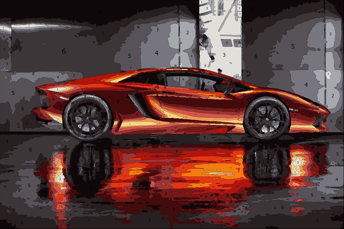 Color by Numbers Lamborghini Aventador - Etsy