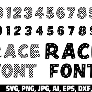 Race Road Track Checkered Font Alphabet Litters and Numbers Png SVG ...