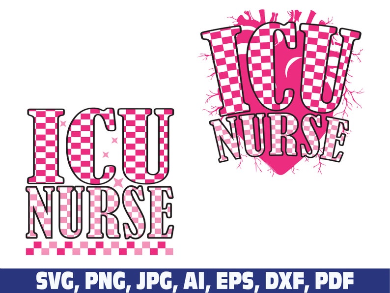 ICU Nurse Svg Png, Race Checkered, Dalmatian Dots, Doodle Bright, Half ...