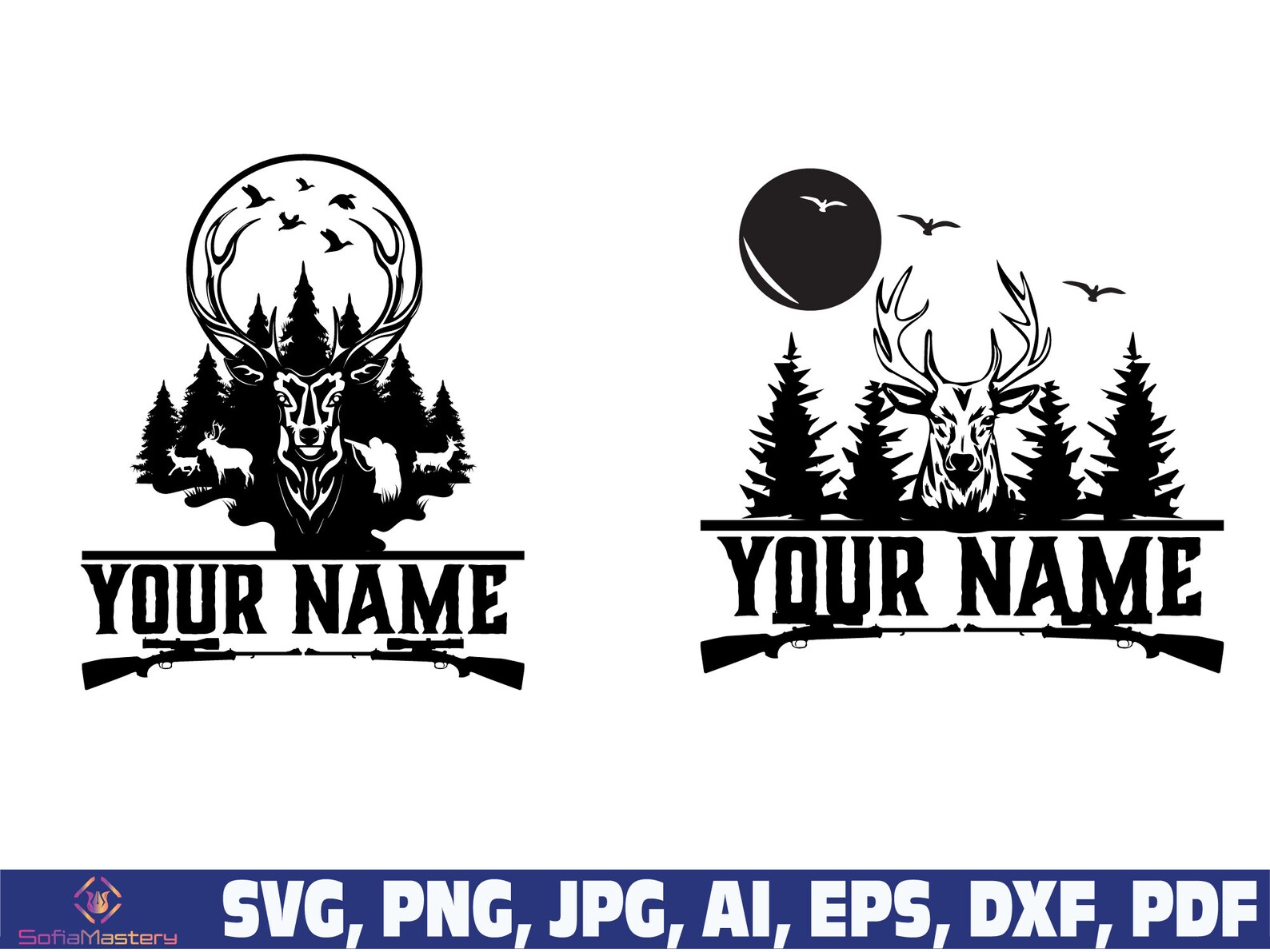 Deer Hunting Name Frame Sign SVG Png Dxf, Hunter Svg, Hunting Svg, Deer ...