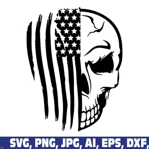 USA Skull Flag Tattered Distressed Svg Png, Flag Svg, Us Flag Svg ...