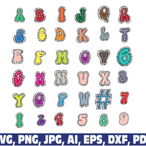 Dalmatian Dots Doodle Bright Alphabet Letters Font Svg Png, Dalmatian ...