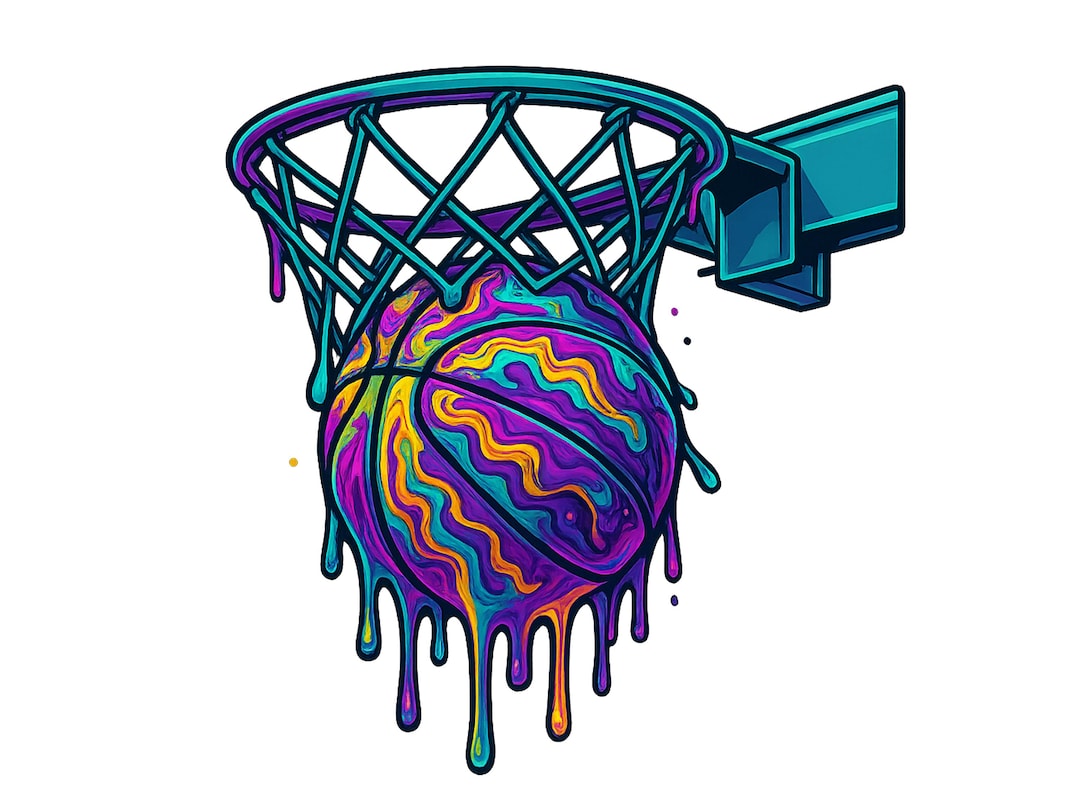 Neon Dripping Basketball PNG, Streetball Clipart, Sublimation Design ...