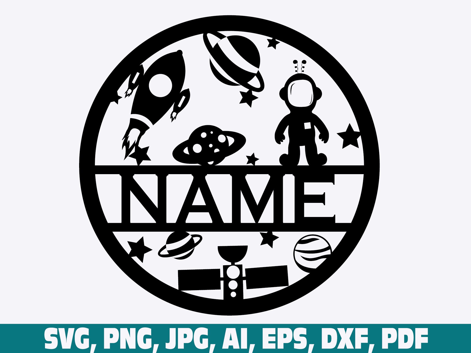 Space Galaxy Astronaut Name Sign Door Hanger Welcome Sign Svg Png Dxf ...
