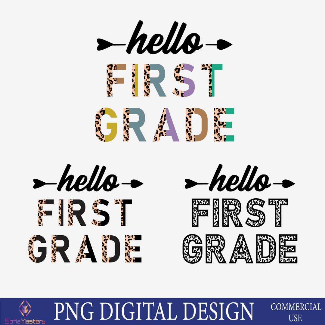 Hello First Grade Png, Hello 1st Grade Png, Half Leopard Cheetah Print ...