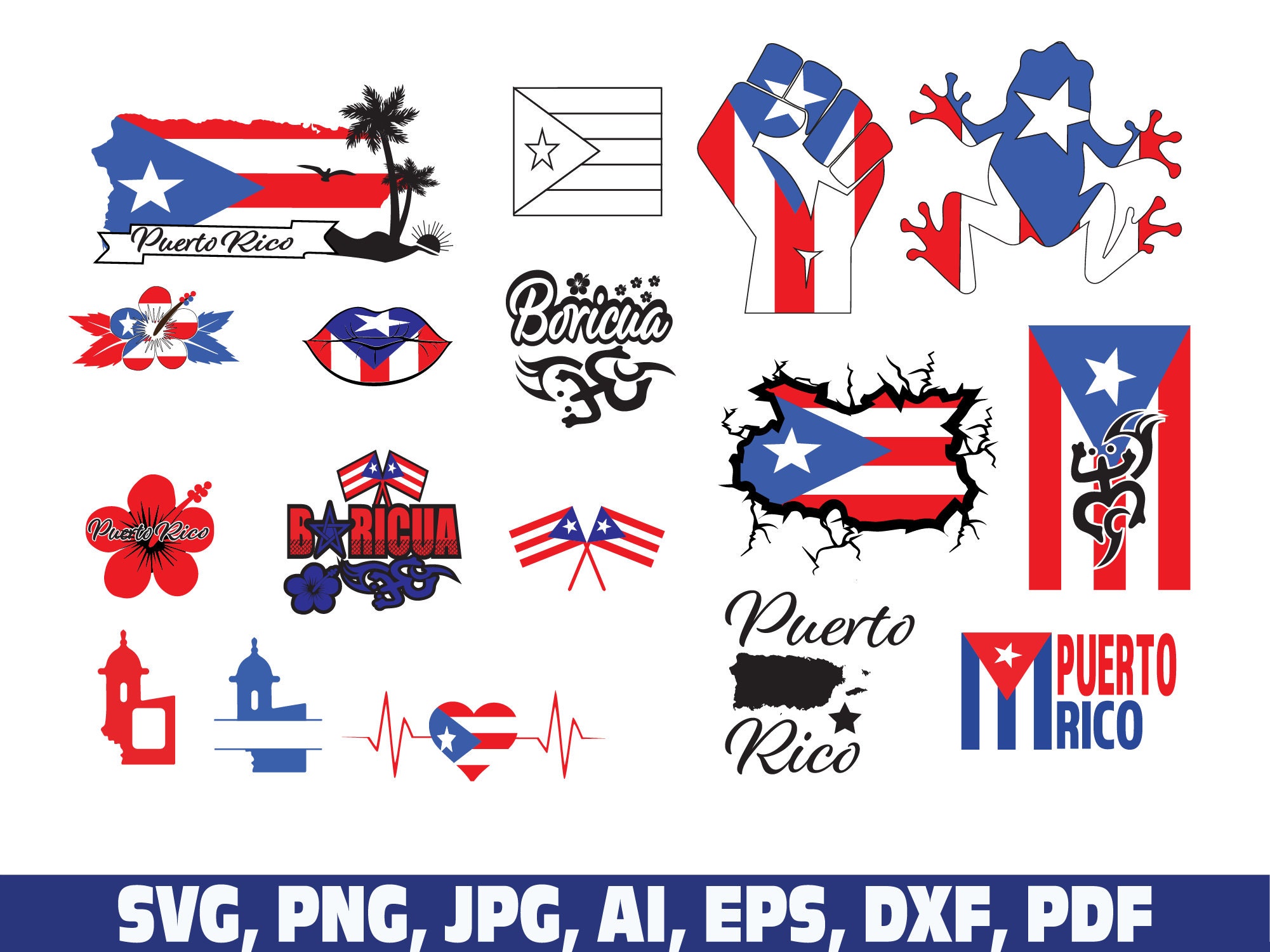 Puerto Rico Svg Png Bundle, Latina Svg, Puerto Rico Flag, Taino Frog Svg, Boricua Svg, Puerto ...