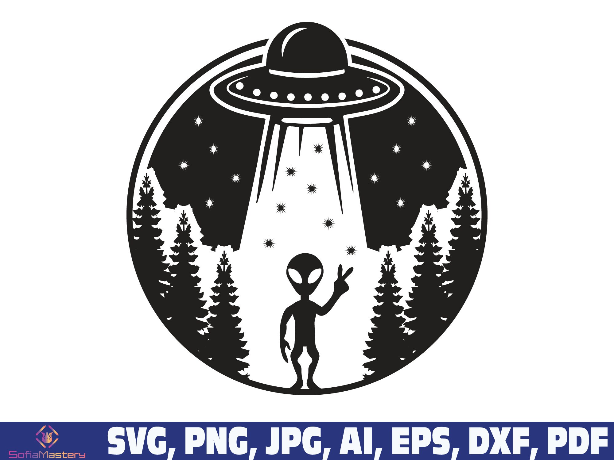 Alien Under the Moon Svg, Alien Svg, Big Foot Svg, UFO Svg, Bigfoot and ...