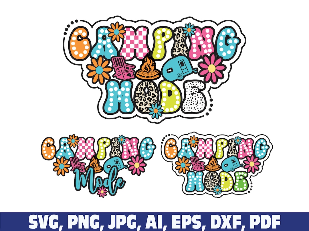Camping Mode Svg Png, Retro Vintage, Race Checkered, Leopard, Dalmatian ...