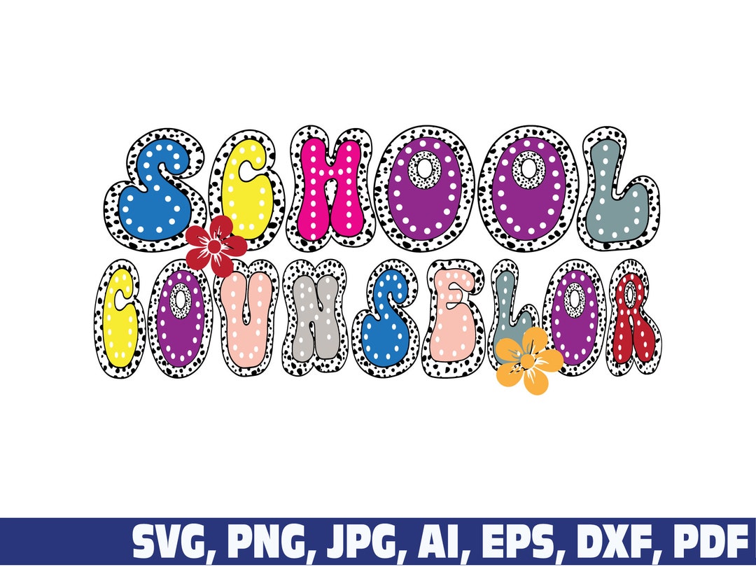 School Counselor Bright Doodle Dalmatian Spot PNG SVG, Doodle Bright ...