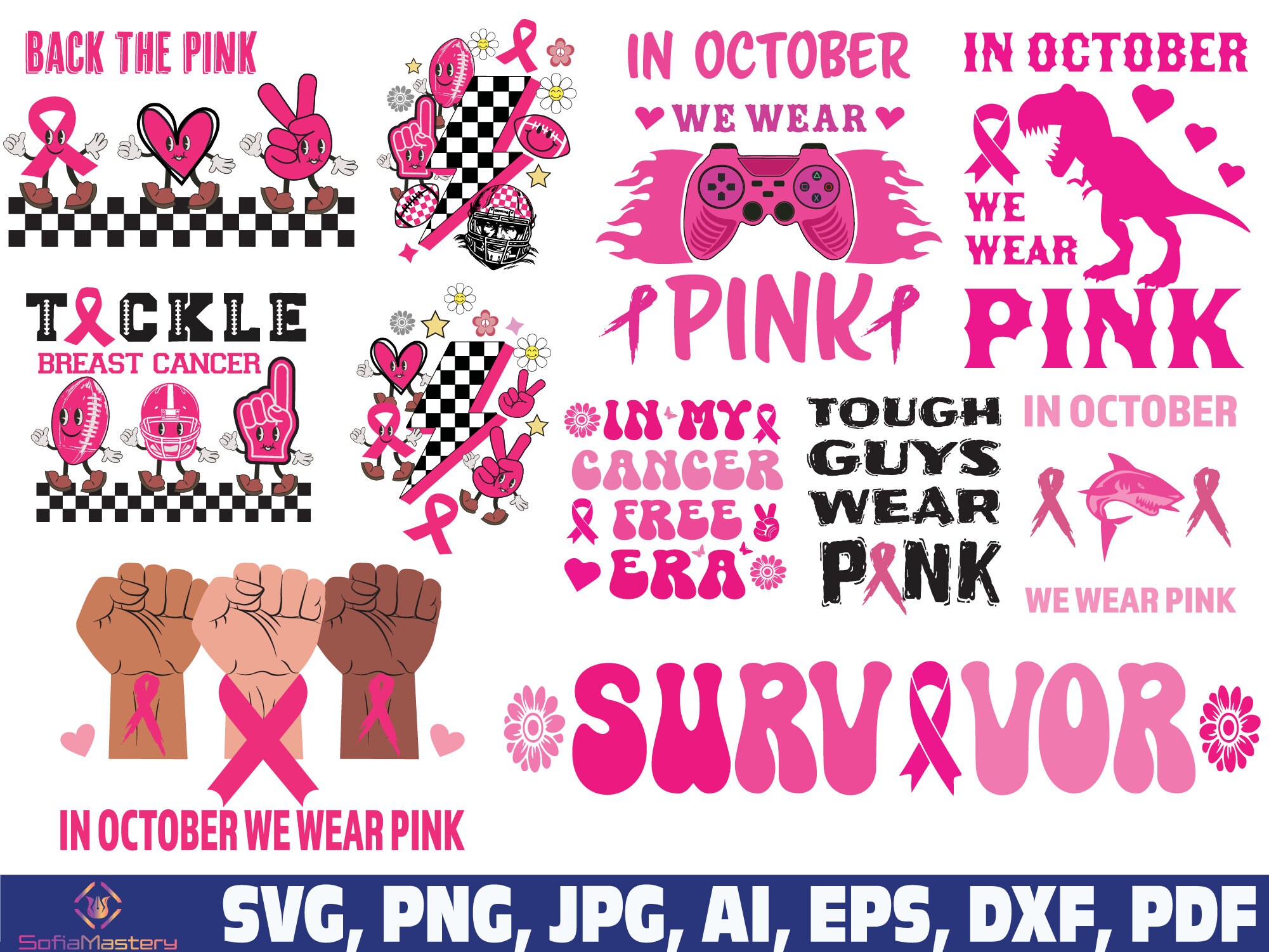 Breast Cancer Pink Svg Ong Bundle, Tackle Breast Cancer, Cancer Fight ...