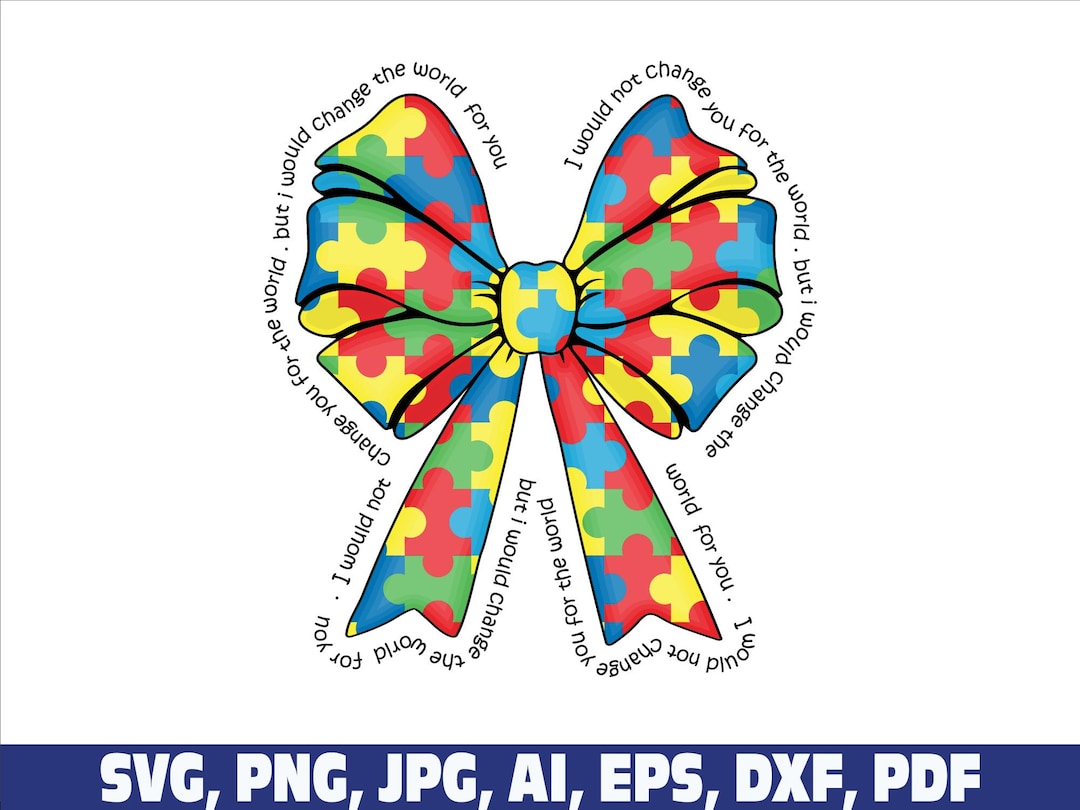 Autism Awareness Coquette Bow Svg Png, Autism Awareness Png, Coquette ...
