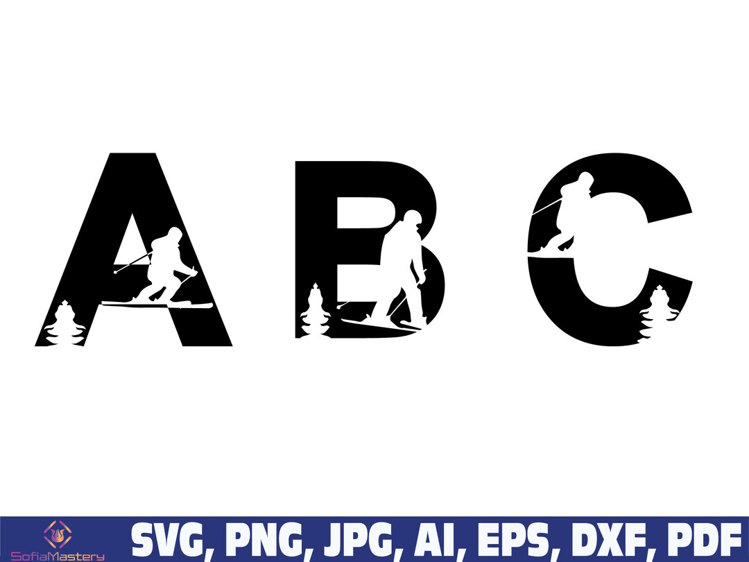 Skiing Font Alphabet SVG, Ski Svg Png, Skiing Svg Png, Ski Font ...