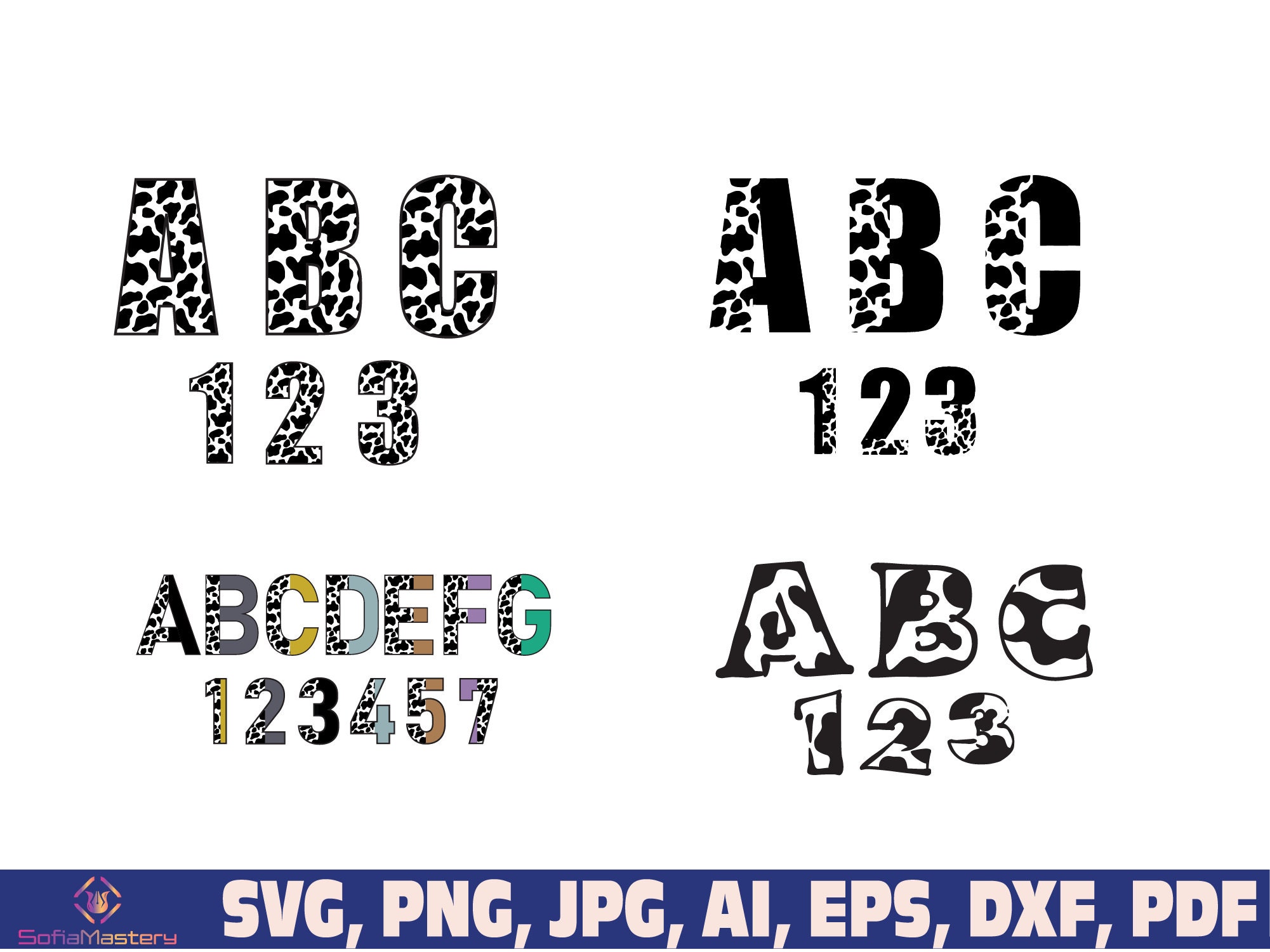 Cow Print Font Svg, Cow Pattern Half Print Font Letters Alphabet Svg ...