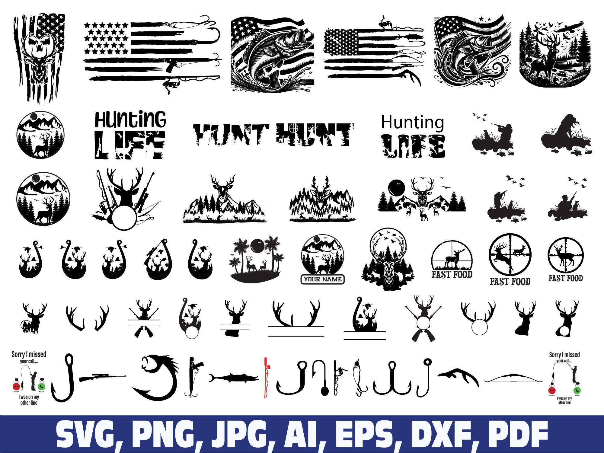 Fishing Svg, Hunting Svg, Deer Clipart, Hunting Bundle, Deer Cricut ...