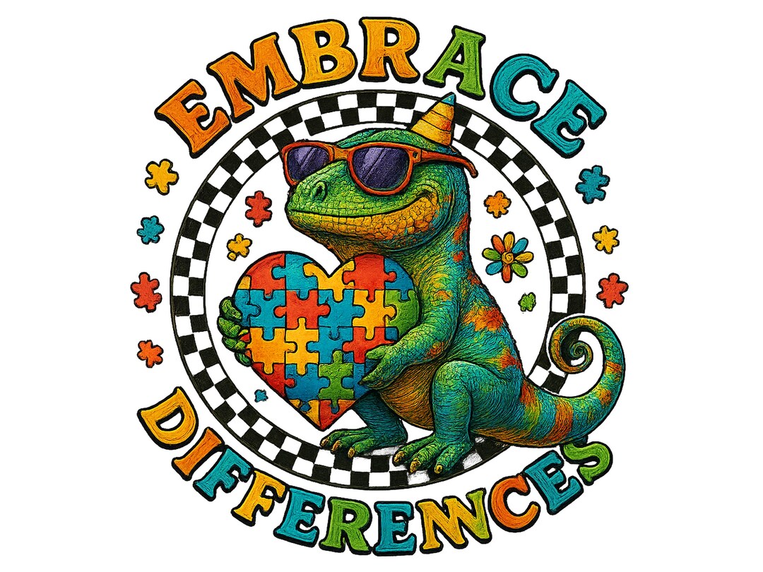 Embrace Differences Dinosaur PNG, T-rex Autism Design, Puzzle Piece ...