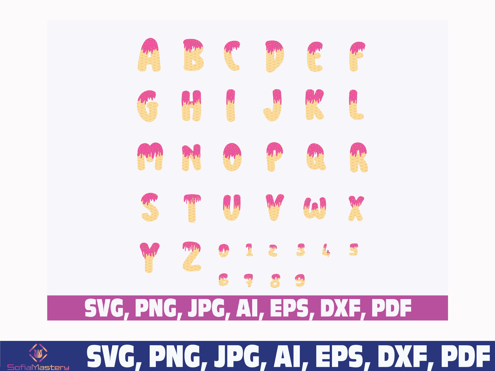 Ice Cream Summer Alphabet Font Letters Svg, Ice Cream Family Svg Png ...