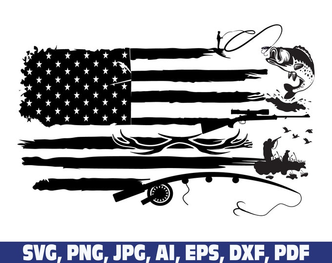 Fishing Hunting Flag Svg, Eps, Png, Pdf - Etsy Canada