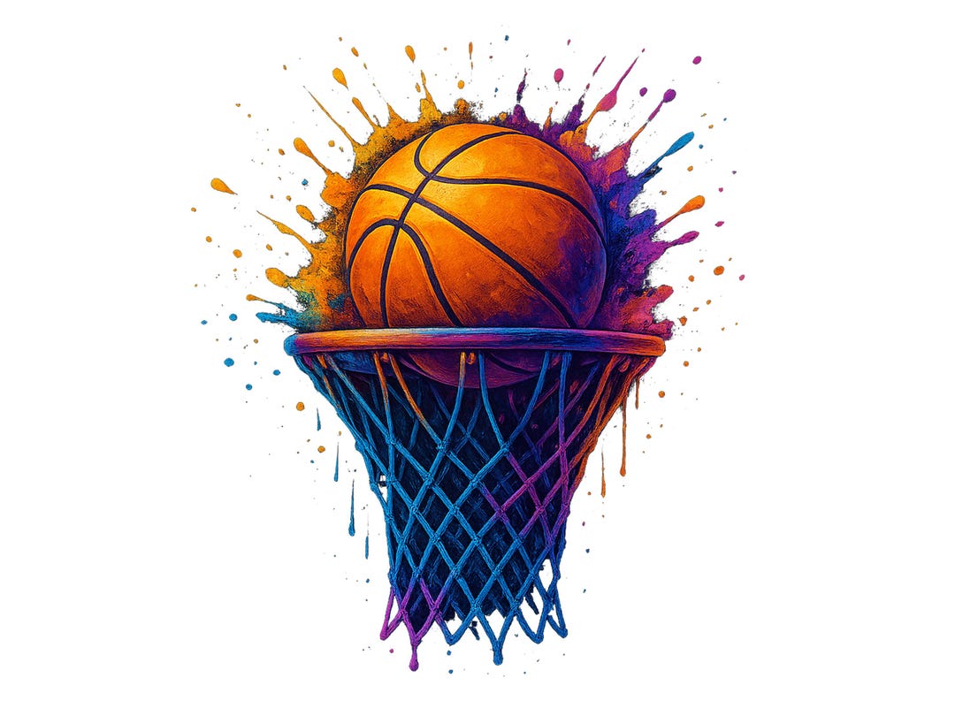 Basketball Drip Neon Paint Splatter PNG, Sublimation Design, Sports ...