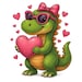 Valentine T-rex Clipart Dinosaur Love PNG, Cute Dino Heart Design, Kids ...