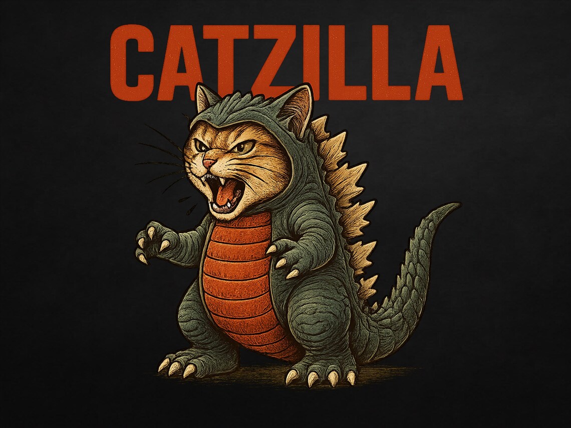 Catzilla PNG Cute Meme Cat, Sarcastic Cat PNG, Funny Cat Quotes, Cat ...