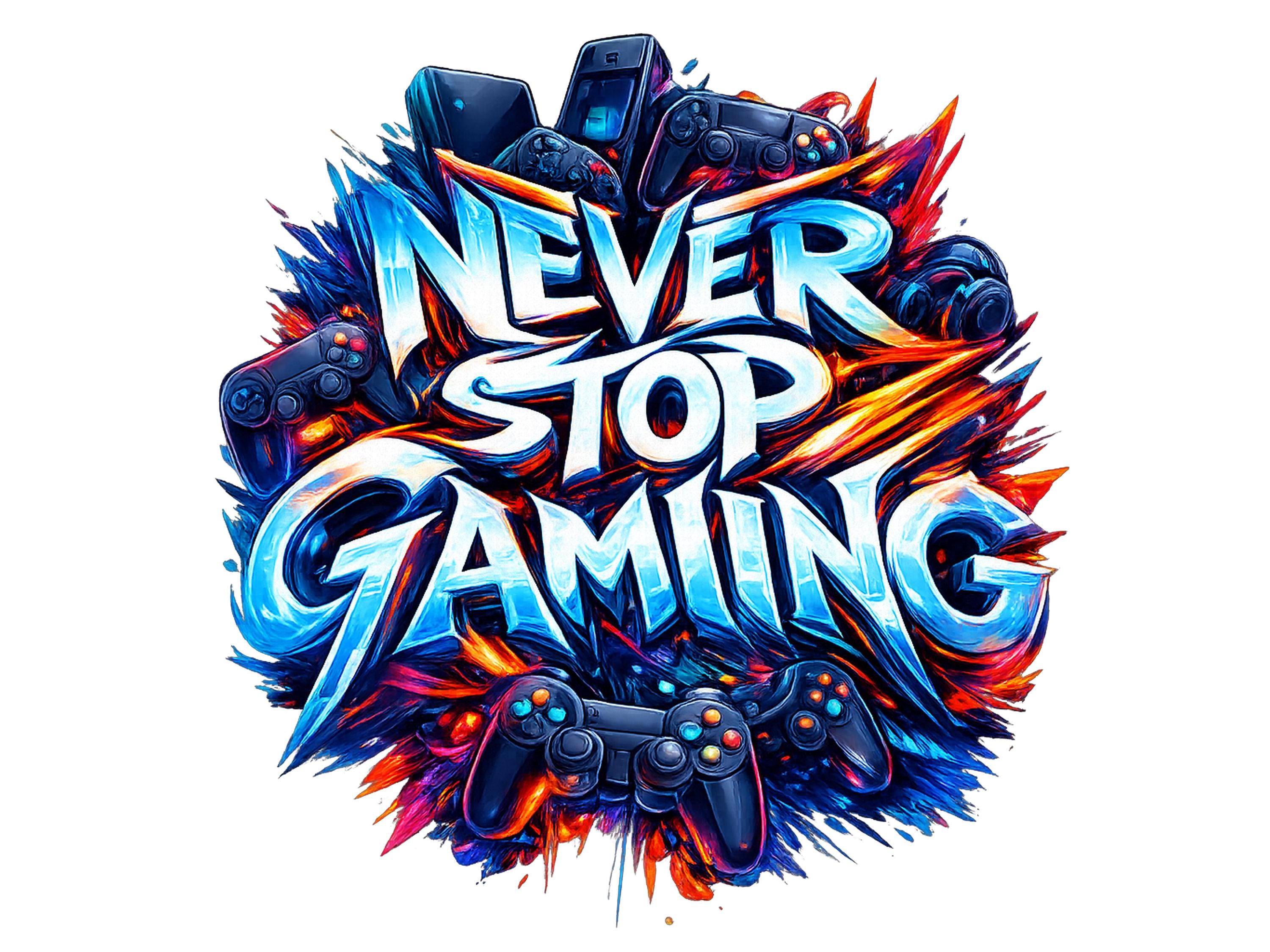 Never Stop Gaming PNG Urban Sublimation Design, Graffiti Clipart, Gamer ...