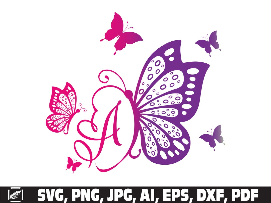 Butterflies Butterfly Alphabet Font Letters Monogram Svg Png, Butterfly ...