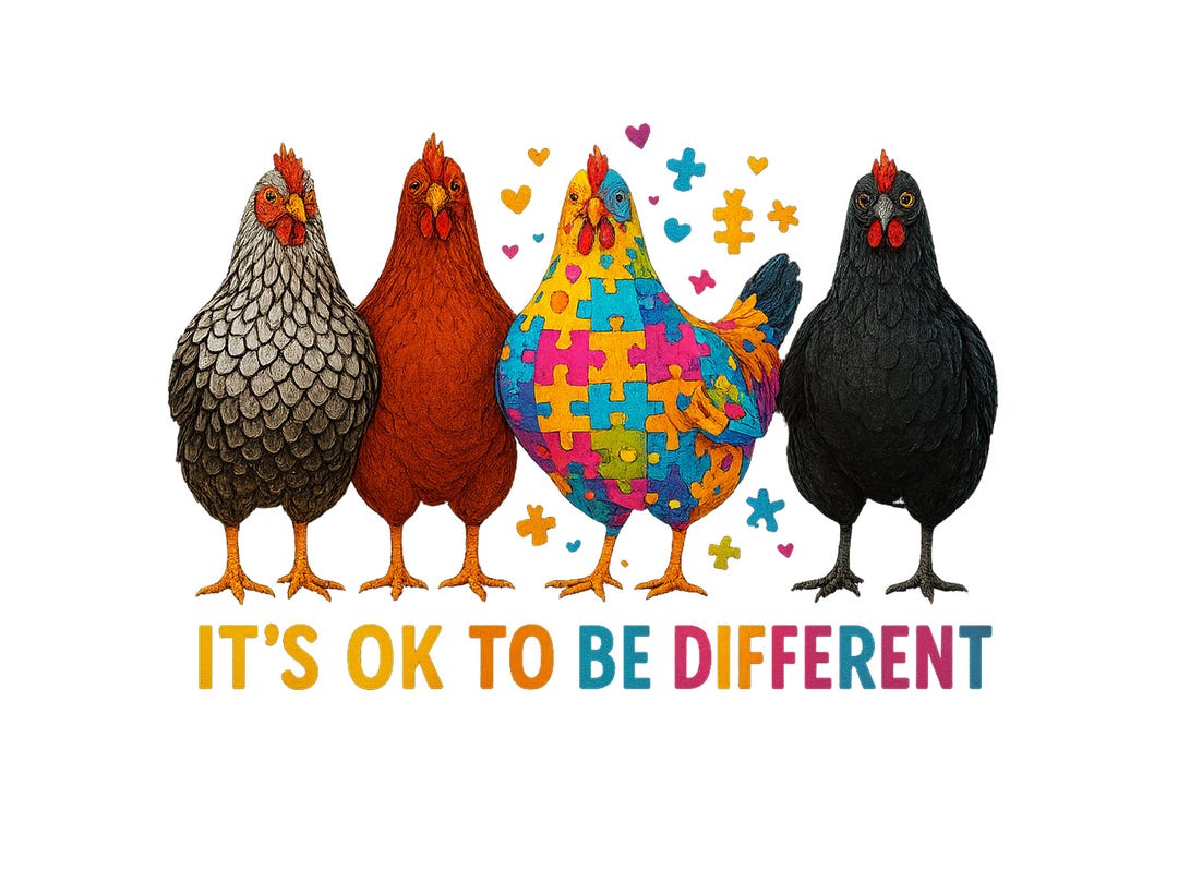 Its Ok to Be Different Cute Chickens Autism Awareness PNG, Puzzle Piece ...