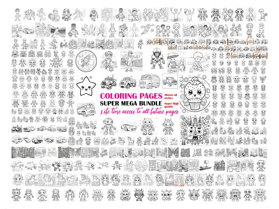 Coloring Book Pages Bundle, Printable Coloring Pages, KDP Coloring Book ...