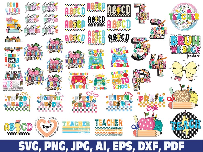 Retro ABCD Puntos dálmatas Profesor Regreso a la escuela svg png, Lápiz ...