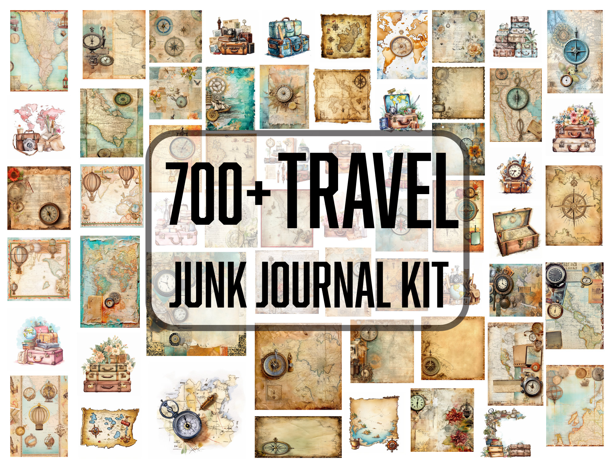 Junk Journal Travel Traveler Printable, Shabby, Vintage, Vacation Kit ...