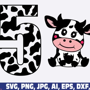 Cow Number Birthday Svg, Birthday Cow Svg, Cow Print Svg, Birthday Girl ...