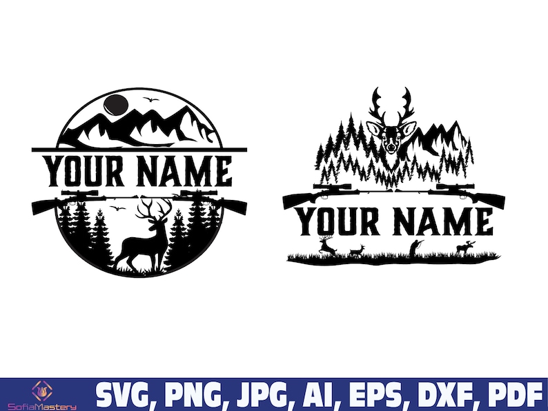 Deer Hunting Name Frame Sign SVG Png Dxf, Hunter Svg, Hunting Svg, Deer ...