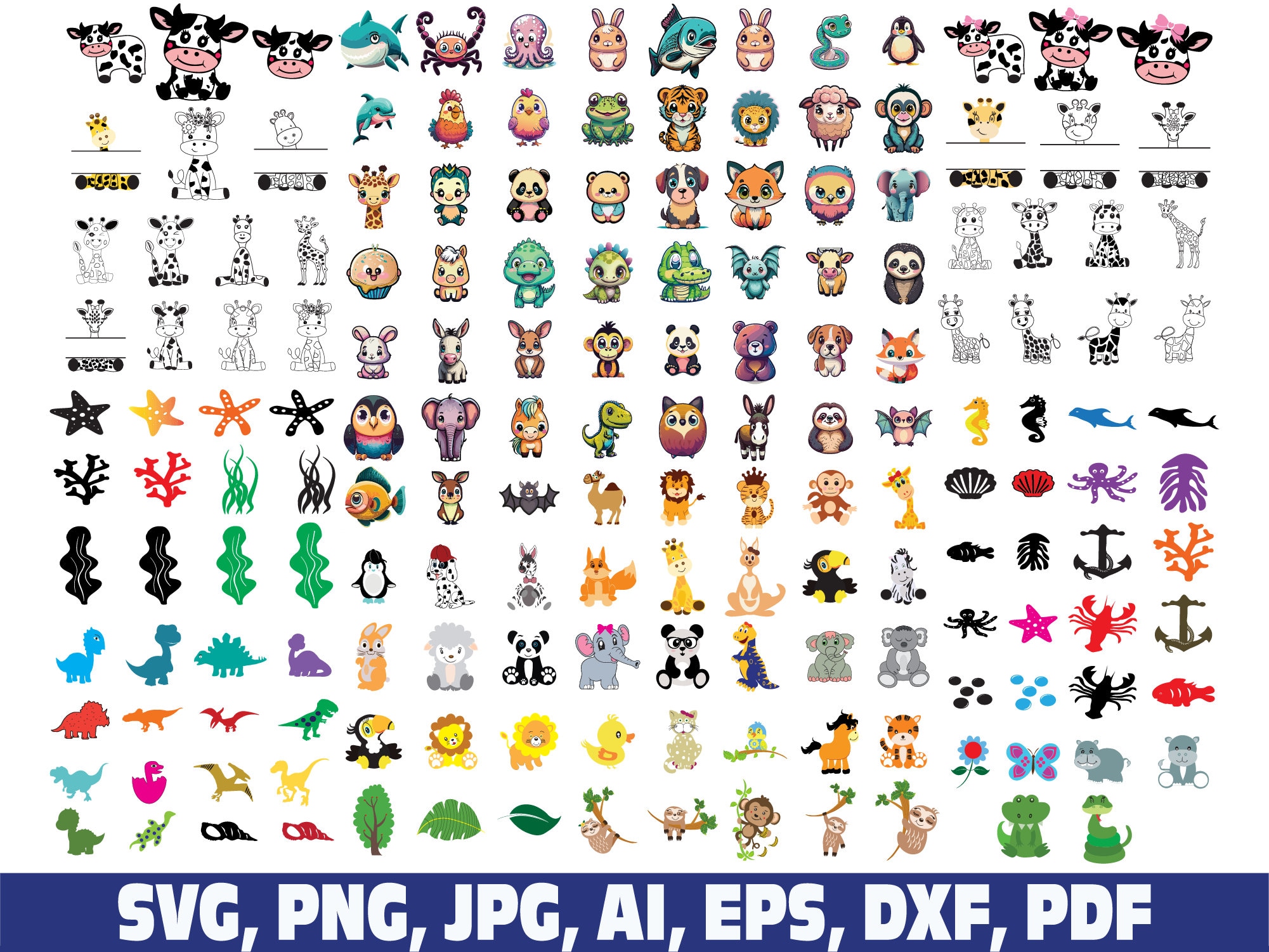 Cute Animals Svg, Baby Animals Svg, Baby Dinosaur Svg, Safari Animals ...