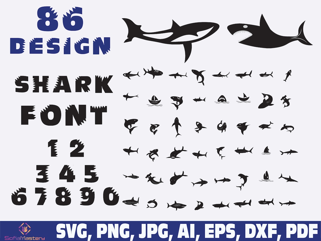 Sharks Svg, Shark Alphabet Letters Font Svg Png, Shark Bundle Svg ...