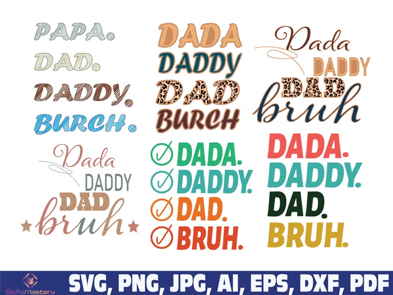 Dad Svg Png, Dad Svg Bundle, Father's Day Svg Png, Dada Daddy Dad Bruh ...
