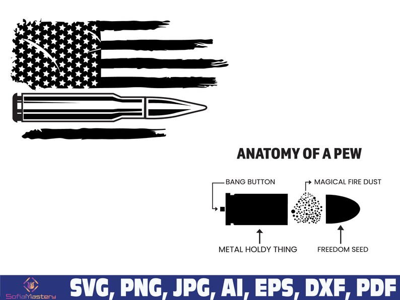 Anatomy of a Pew Svg, Anatomy of a Pew Pewer Svg, Pewer Bullet Ammo Gun ...