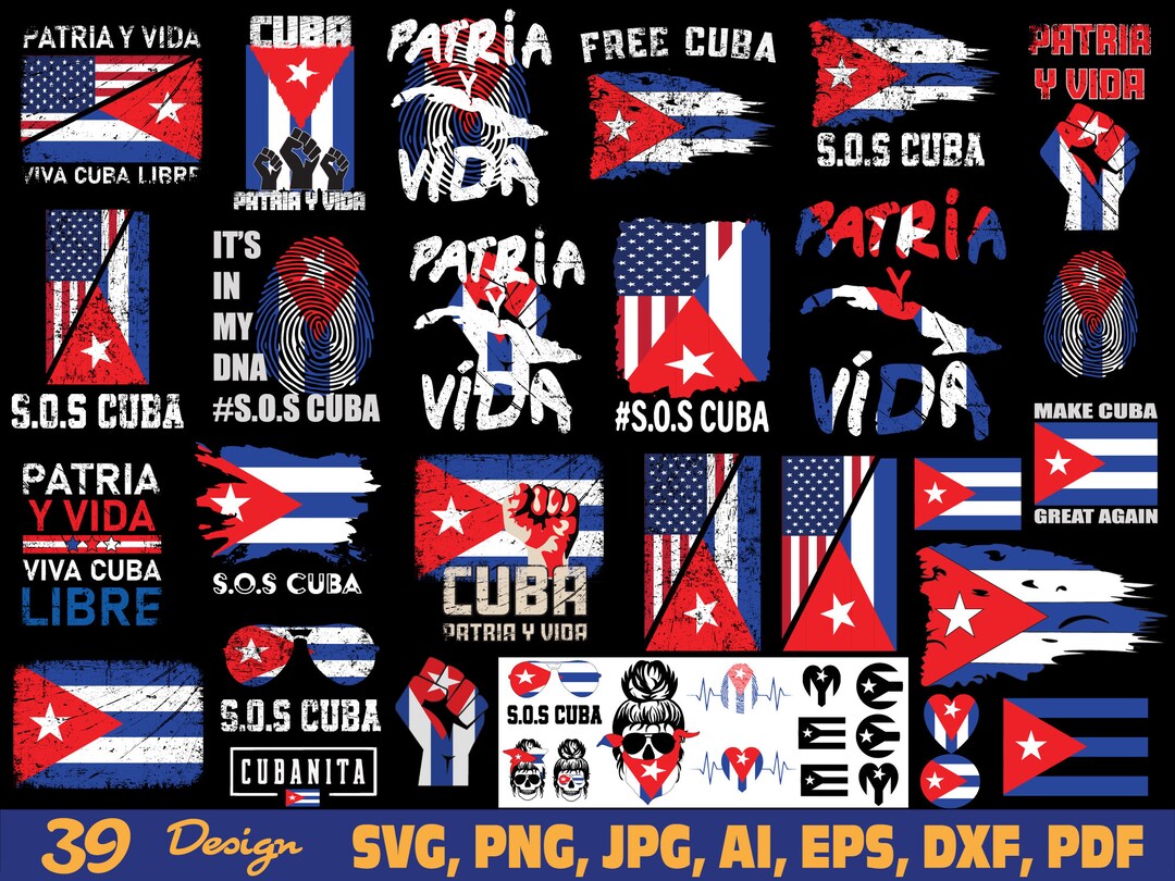 Patria Y Vida Cuba, Cuban Cuba Svg, Cuba American Flag Svg, Free Cuban ...